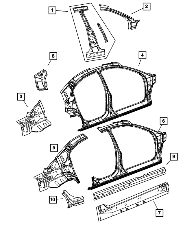 2005-2006 Mopar Body Side Aperture Front Panel Package, Left 5175293AA ...