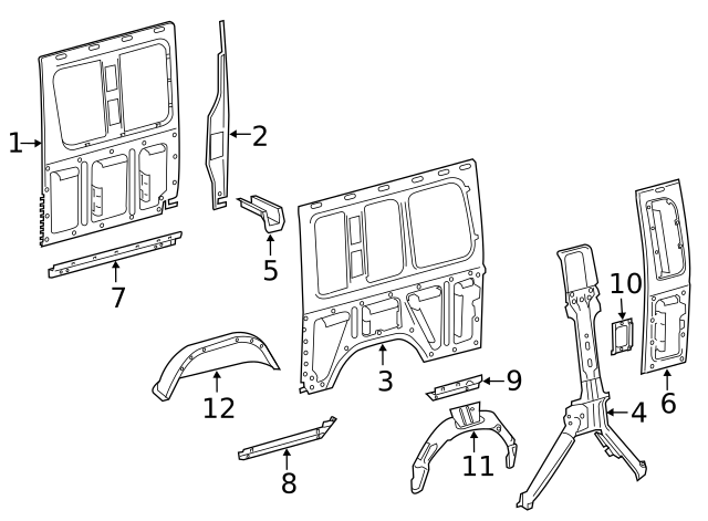 906-616-16-75 - Wheelhouse Panel 2019-2021 Mercedes-Benz Sprinter 3500 ...