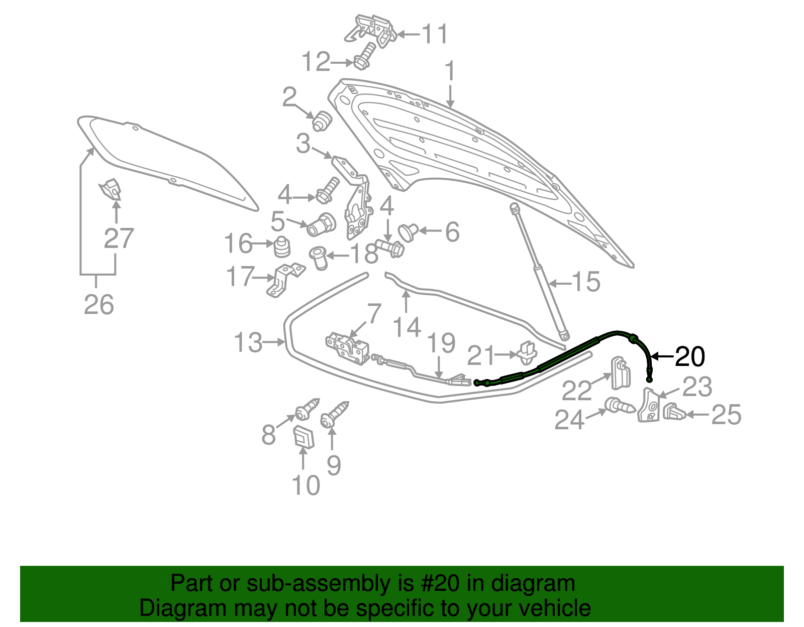 7P6-823-535 - High-Quality Hood Release Cable for 2011-2017 Volkswagen ...