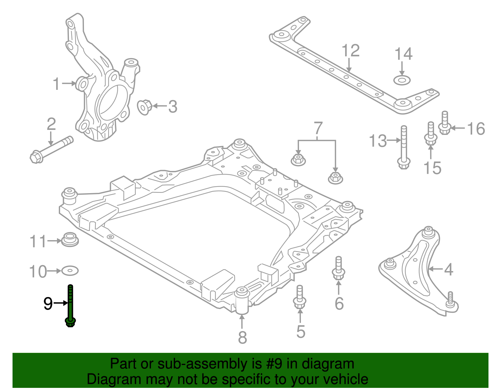 2011-2019 Nissan LEAF Suspension Cross-Member Mount Bolt 54459-JJ40A ...