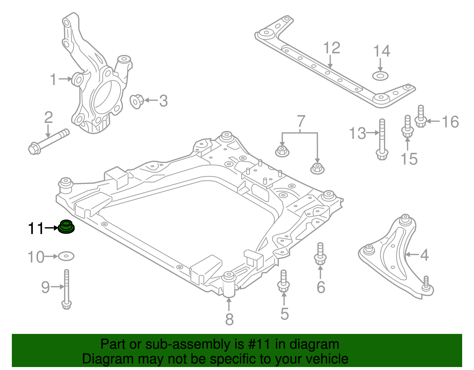 2011-2022 Nissan Engine Cradle Stopper 54464-CY00B | Nissan Parts OEM