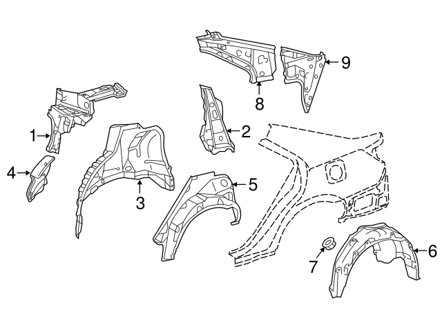 2012-2014 Toyota Camry Outer Wheelhouse 61631-06110 | Toyota Parts Center