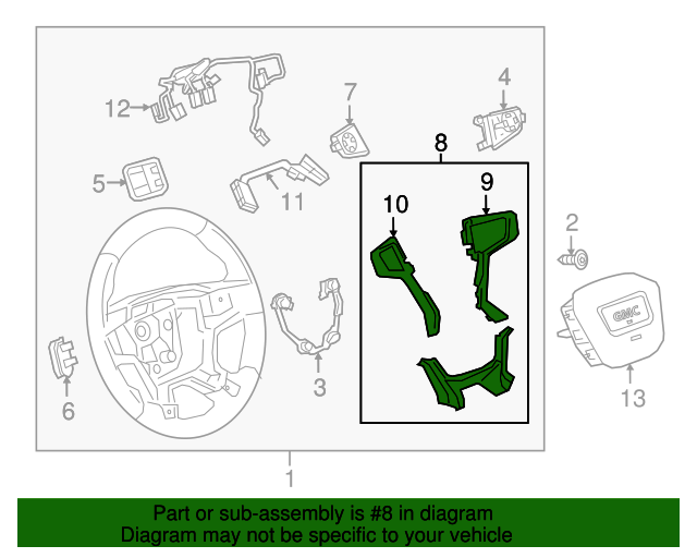 2015-2023 GMC Black Steering Wheel Spoke Cover 84994098 GM ...