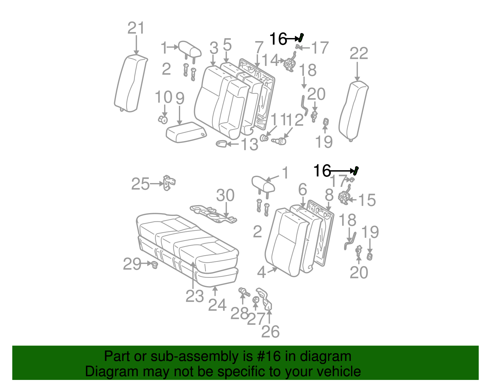 2002-2012 Toyota Button, Rear Seat Back Lock Release 72661-32030-B3 ...