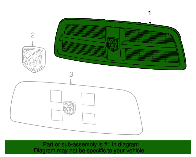 2010-2012 Mopar Grille 68001468AB | Mopar Parts Canada