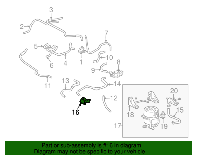 2004-2009 Toyota Prius Valve Assembly, Water With Bracket 16670-21010 ...