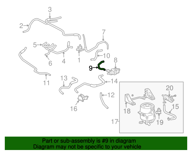 87245-47230 - Drive Motor Inverter Coolant Line - 2004-2009 Toyota ...