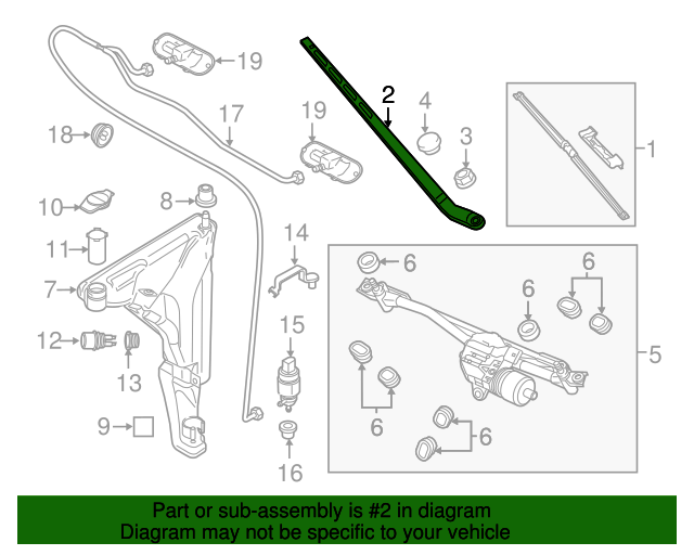 4H1-955-407-A-1P9 - Wiper Arm 2011-2018 Audi | Audi OEM Parts