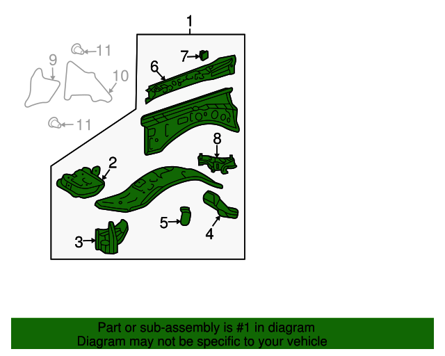 2007-2014 Toyota FJ Cruiser Apron Assembly 53702-35A12 | Parts Reliable ...