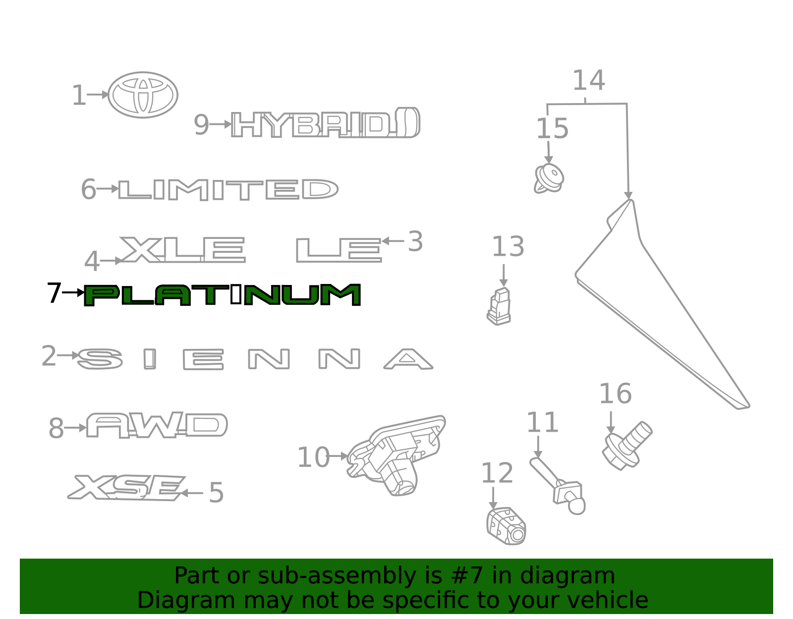 2021-2024 Toyota Sienna Nameplate 75443-08090 | Toyota Parts Center