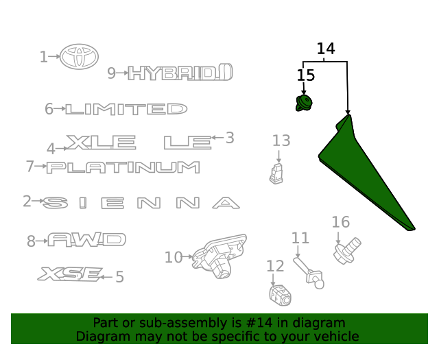 76088-08010 - Spoiler - 2021-2024 Toyota Sienna | OEMGenuineParts.com