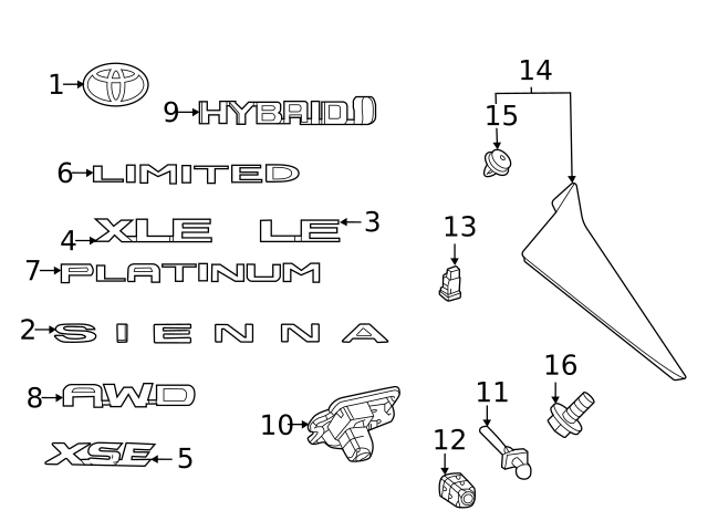 75442-08050 - Nameplate 2021-2024 Toyota Sienna | Longo Toyota Parts