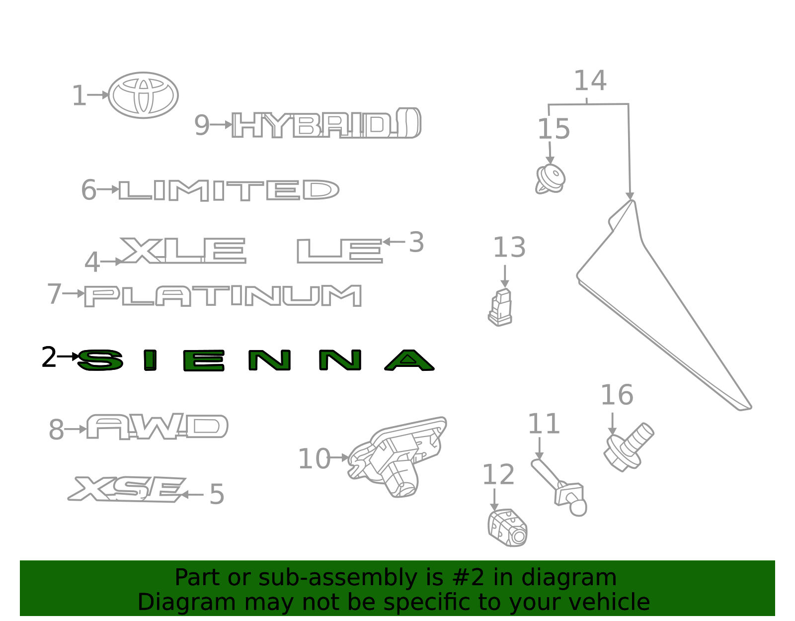 2021-2024 Toyota Sienna Hatch Emblem 75442-08040 | Toyota Parts Express
