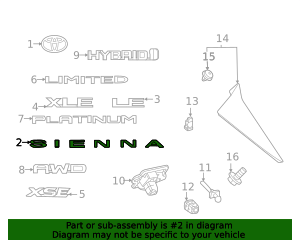 2021-2024 Toyota Sienna Nameplate 75442-08030 | Toyota Parts Center