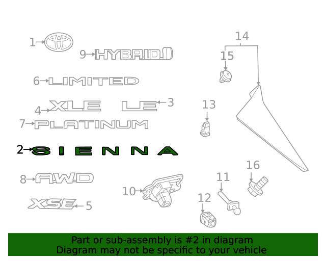 75442-08050 - Nameplate 2021-2024 Toyota Sienna | Longo Toyota Parts