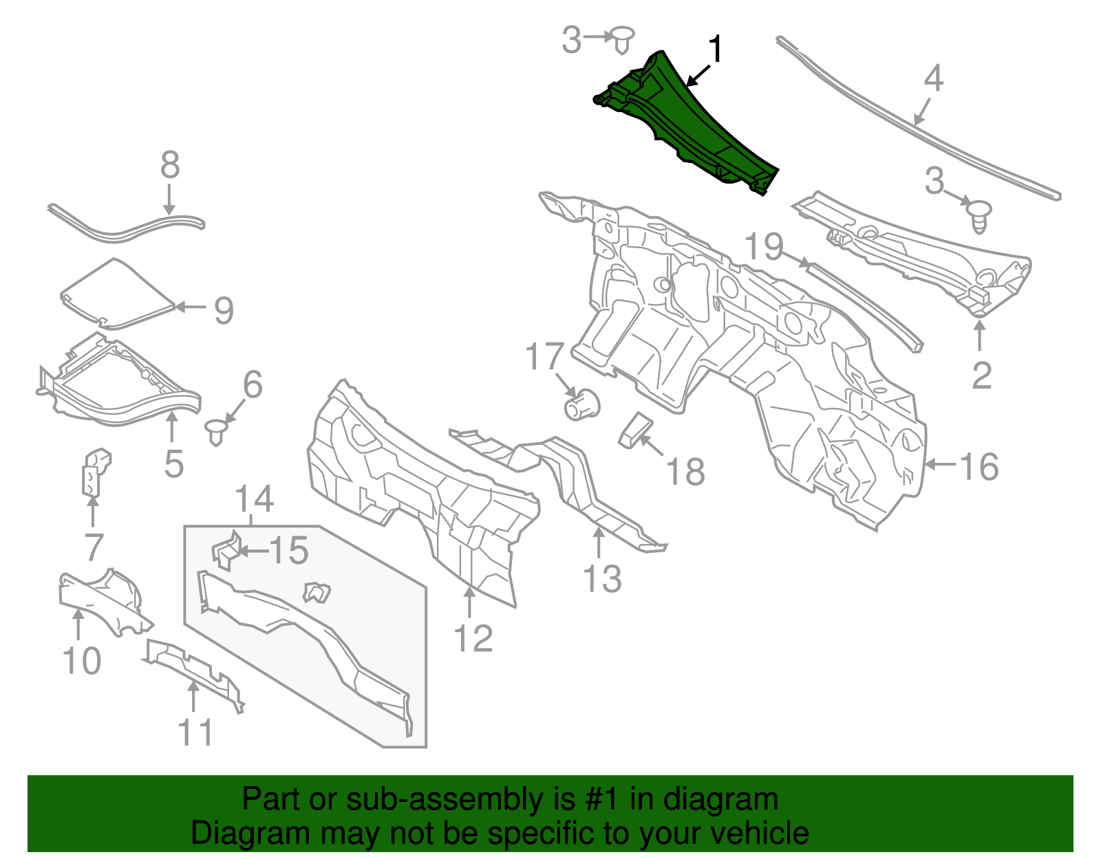 2009-2020 Nissan 370Z Cowl Grille 66862-1EA0A | Nissan Parts Plus