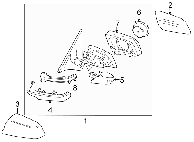 51-16-7-394-105 - Exterior mirror, no lens, heated, left 2016-2018 BMW ...