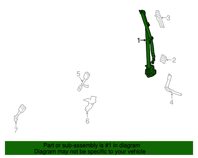 2014-2016 GM Dune Passenger Seat Retractor Side Belt 19351679 GM ...