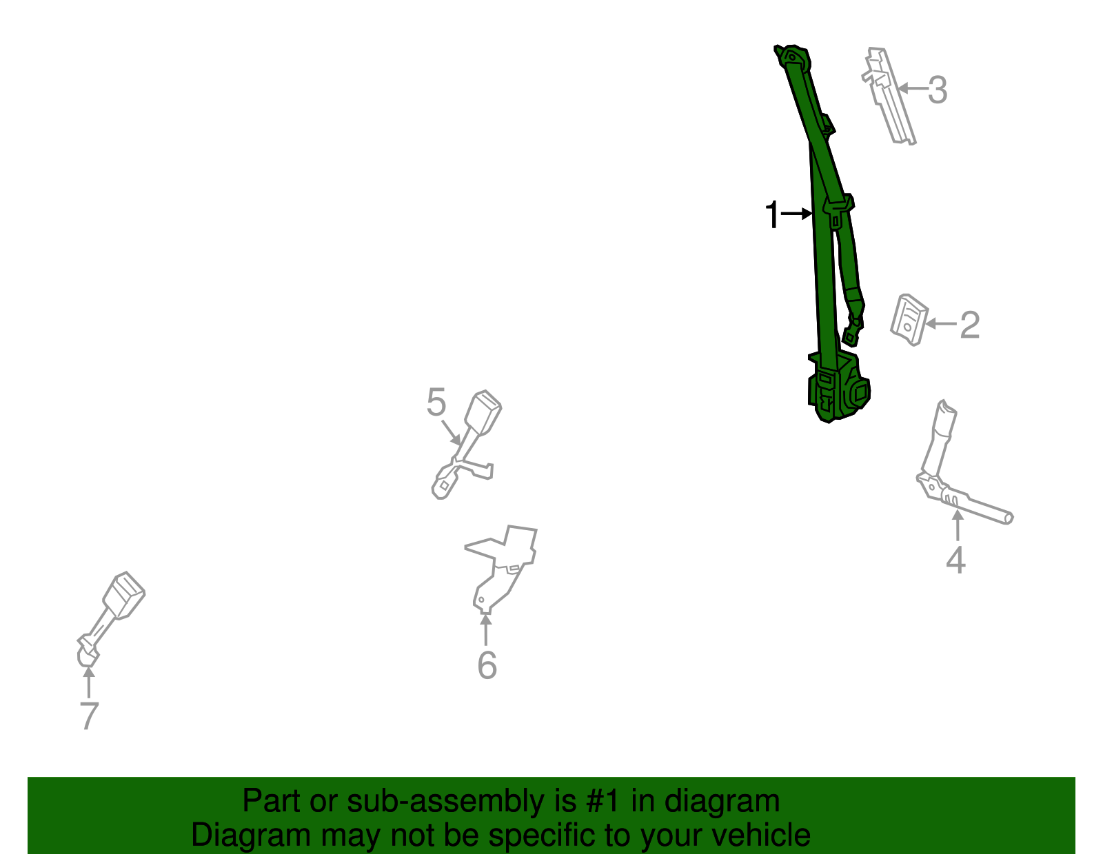 2014-2016 GM Jet Black Driver Seat Retractor Side Belt 19351689 GM ...