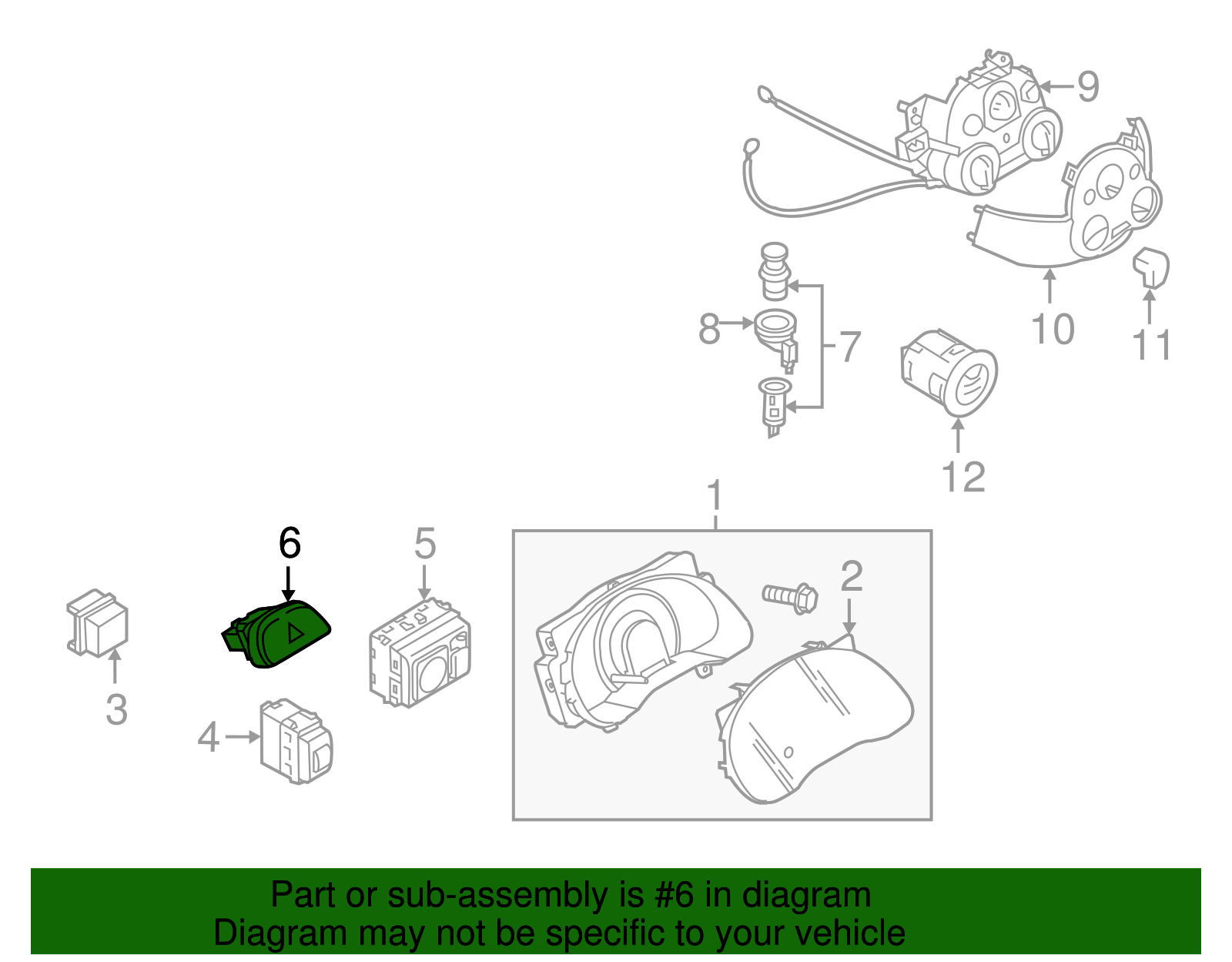 2012-2019 Nissan Hazard Switch 25290-3AA0A | Scott Evans Nissan Parts