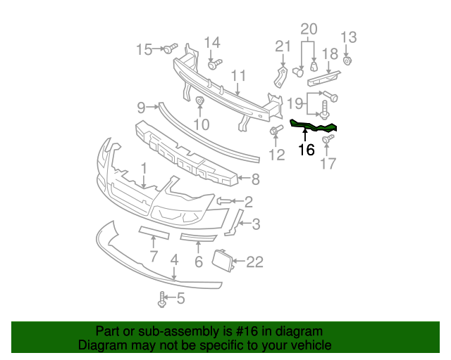 3C0-807-890-A - Bumper Cover Bracket 2006-2010 Volkswagen Passat ...