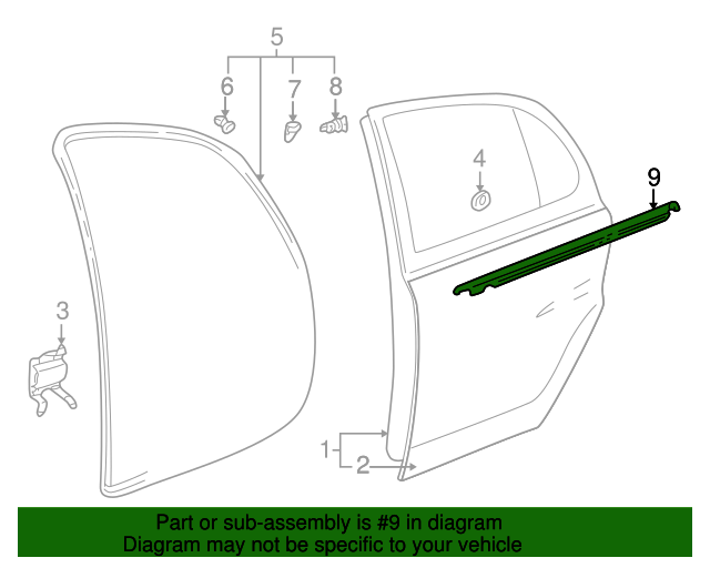 2000-2005 Toyota Echo Door Window Belt Weatherstrip 68230-52010 ...