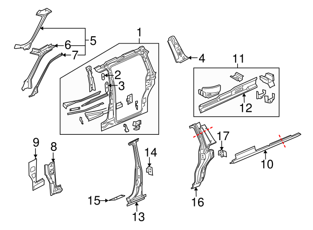88981055 - Passenger Side Inner Rocker Panel with Suspension Brackets ...