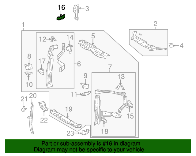 53718-0E050 - Fender Mtg Bkt Plate - 2011-2013 Toyota Highlander ...