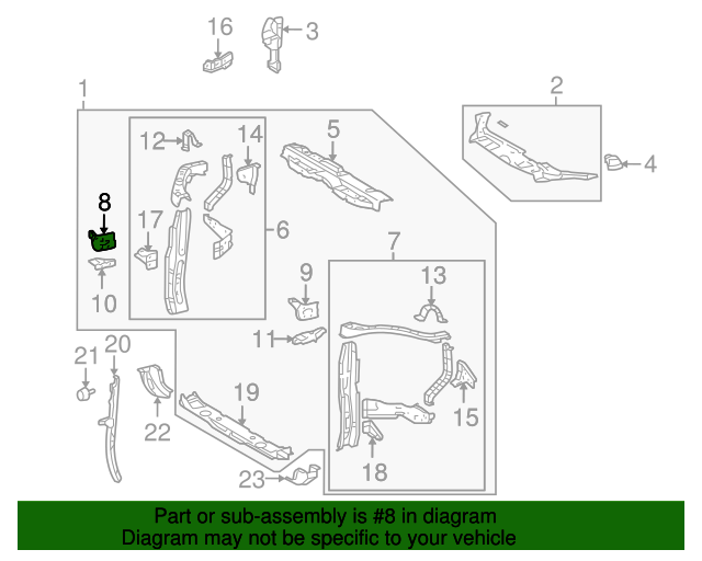 2011-2013 Toyota Highlander Side Support Brace 57225-0E040 | Toyota ...