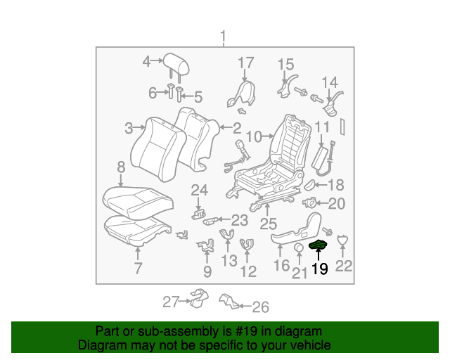 72494-33010-B1 - Seat Height Adjuster Handle 2004-2008 Toyota ...