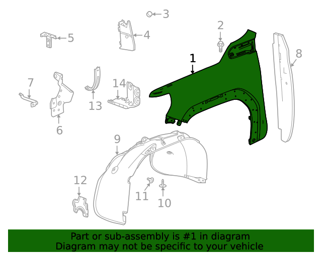 2020-2023 GMC Front Passenger Side Fender 84581169 GM | GMPartsDirect.com