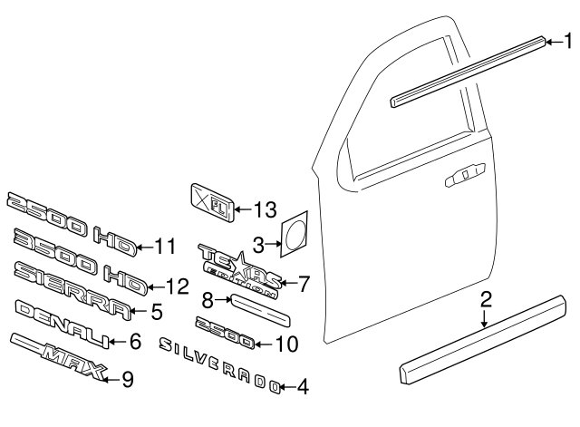 20816962 - Front Passenger Side Door Lower Molding 2007-2014 GM ...