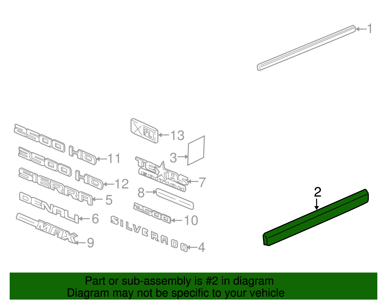 2007-2013 GM Primed Driver Side Door Center Molding 22760306 GM ...