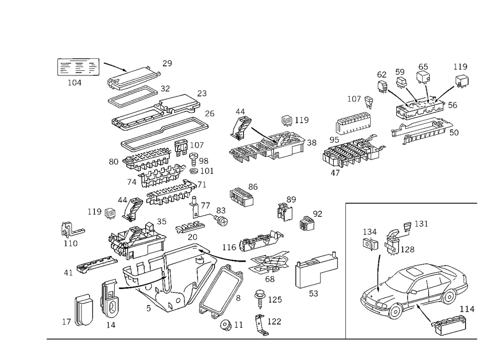 1994-1996 Mercedes-Benz C220 Fuse Box 202-545-09-01 | MB OEM Parts