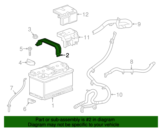 2017-2019 Buick LaCrosse Battery Hold Down Strap 84656437 ...