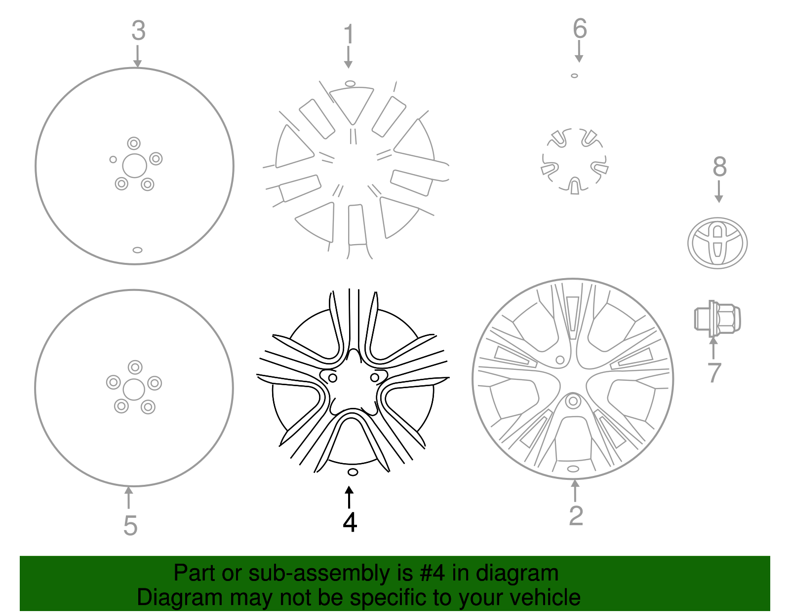 2017-2019 Toyota Highlander Wheel Alloy 4260D-0E020 | Toyota Parts Center
