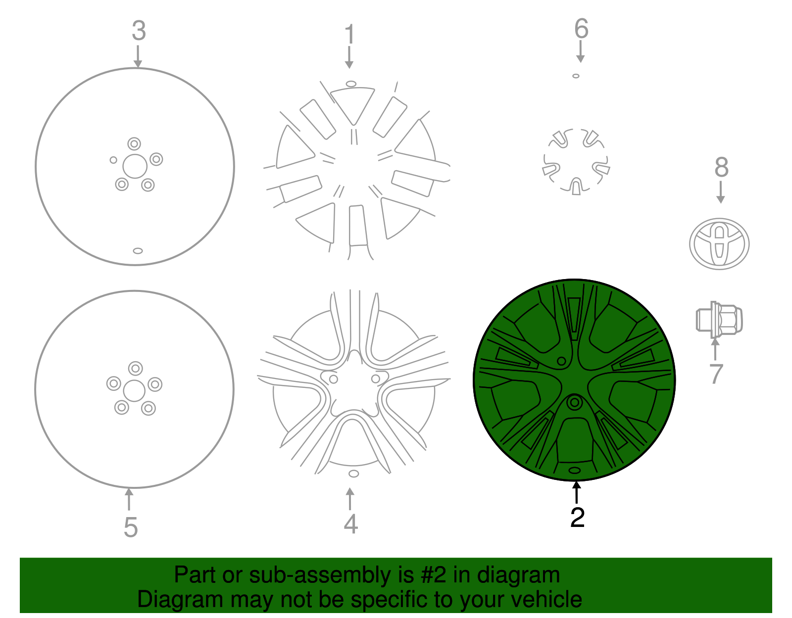 2014-2019 Toyota Highlander Wheel, Alloy 42611-0E440 | Retail ...