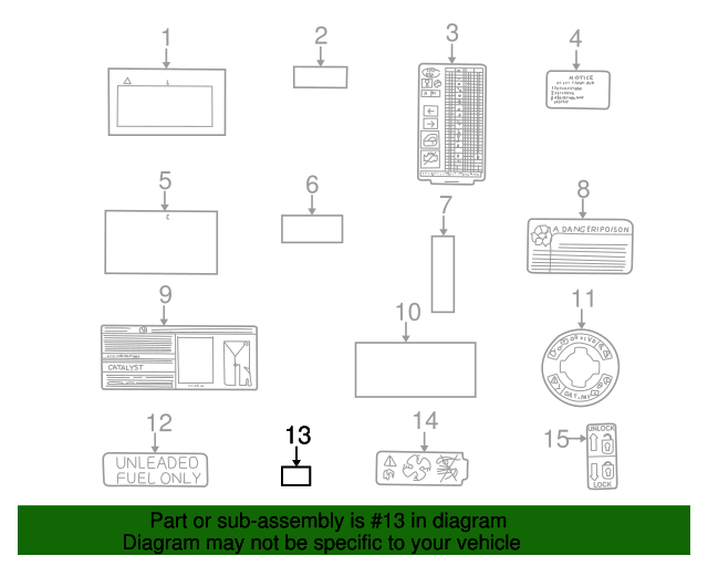 Genuine Warning Label for 1999-2004 Land Rover | Land Rover Part ...