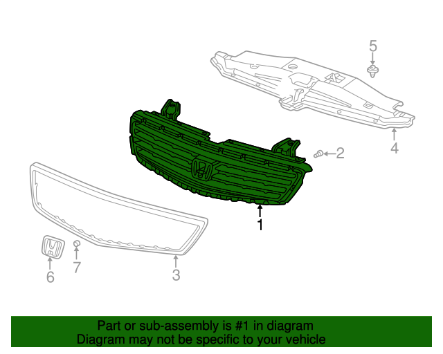 71121-S0X-A02 - Base, Front Grille - 2002-2004 Honda Odyssey | Genuine ...