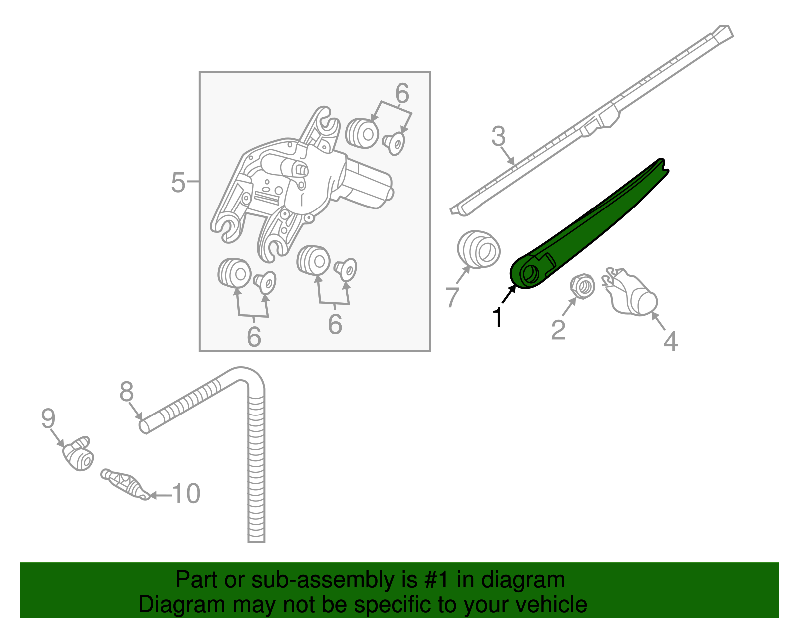 3CN-955-707-03C - Back Glass Wiper Arm 2018-2025 Volkswagen Atlas ...