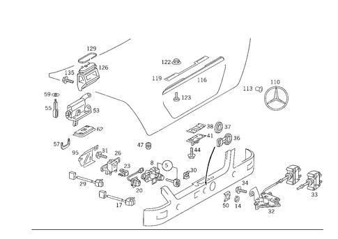 Rear Lid Latch-Type Lock, Rear Lid Attachment Parts for 1997 Mercedes ...
