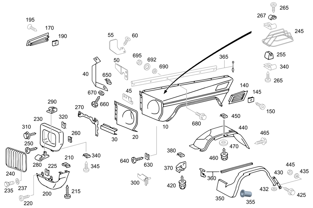 463-884-01-74 - Cover Trim For 2003-2018 Mercedes-Benz | Mercedes-Benz ...