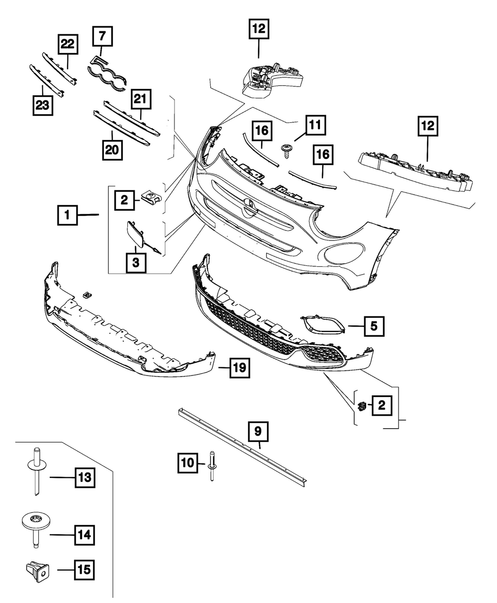 2022 Fiat 500X Front Fascia 7MM87TZZAA | Mopar eStore