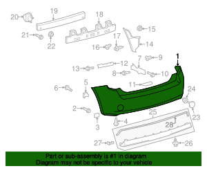 Toyota OEM Cover Rear Bumper L P Part# 52159-12940 | OEM Vehicle Parts