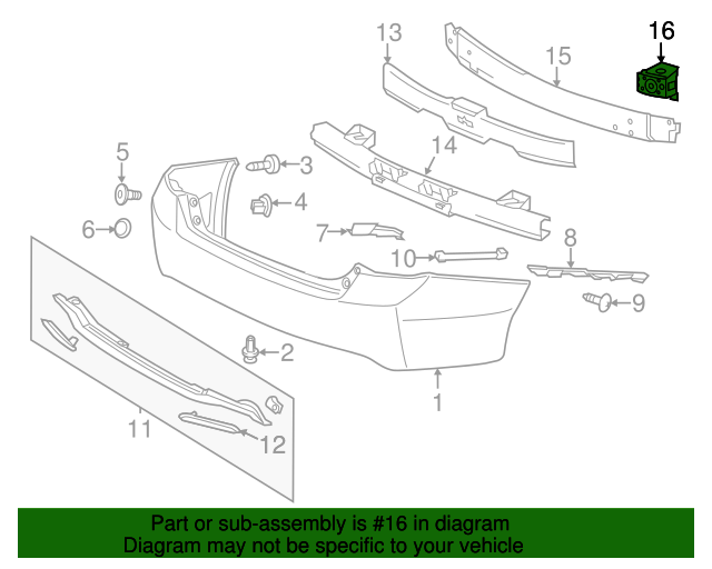 71550-T3V-A00ZZ - Extension, R Rear Bumper - 2014-2015 Honda Accord ...
