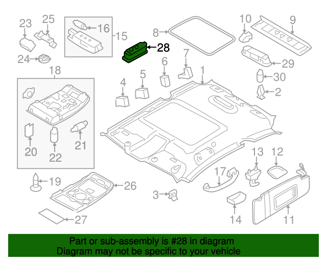 2013-2017 Audi Reading Lmp Assembly 8R0-947-292-ET1 | OEM Parts Online