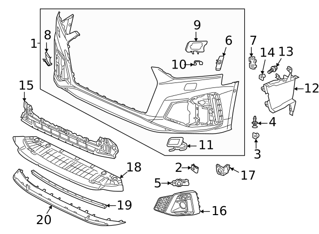 2020 Audi Front Spoiler 8W0-807-717-B-GRU | Audi OEM Parts