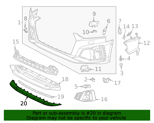 2020 Audi Front Spoiler 8W0-807-717-B-GRU | Audi OEM Parts