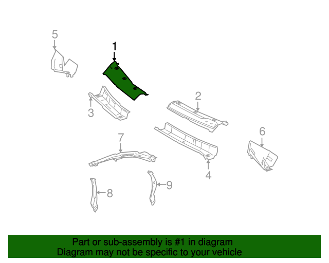 164-626-04-55 - Cowl Top Panel 2006-2012 Mercedes-Benz ...