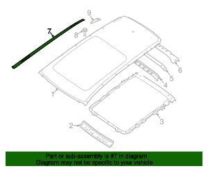 73852-6FR1A - Roof Molding 2017 Nissan Rogue | Nissan Parts ...